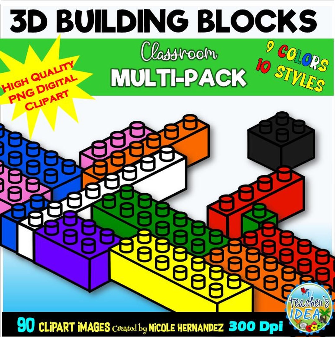 3D Building Blocks Clipart for Commercial Use, PNG Images - Etsy