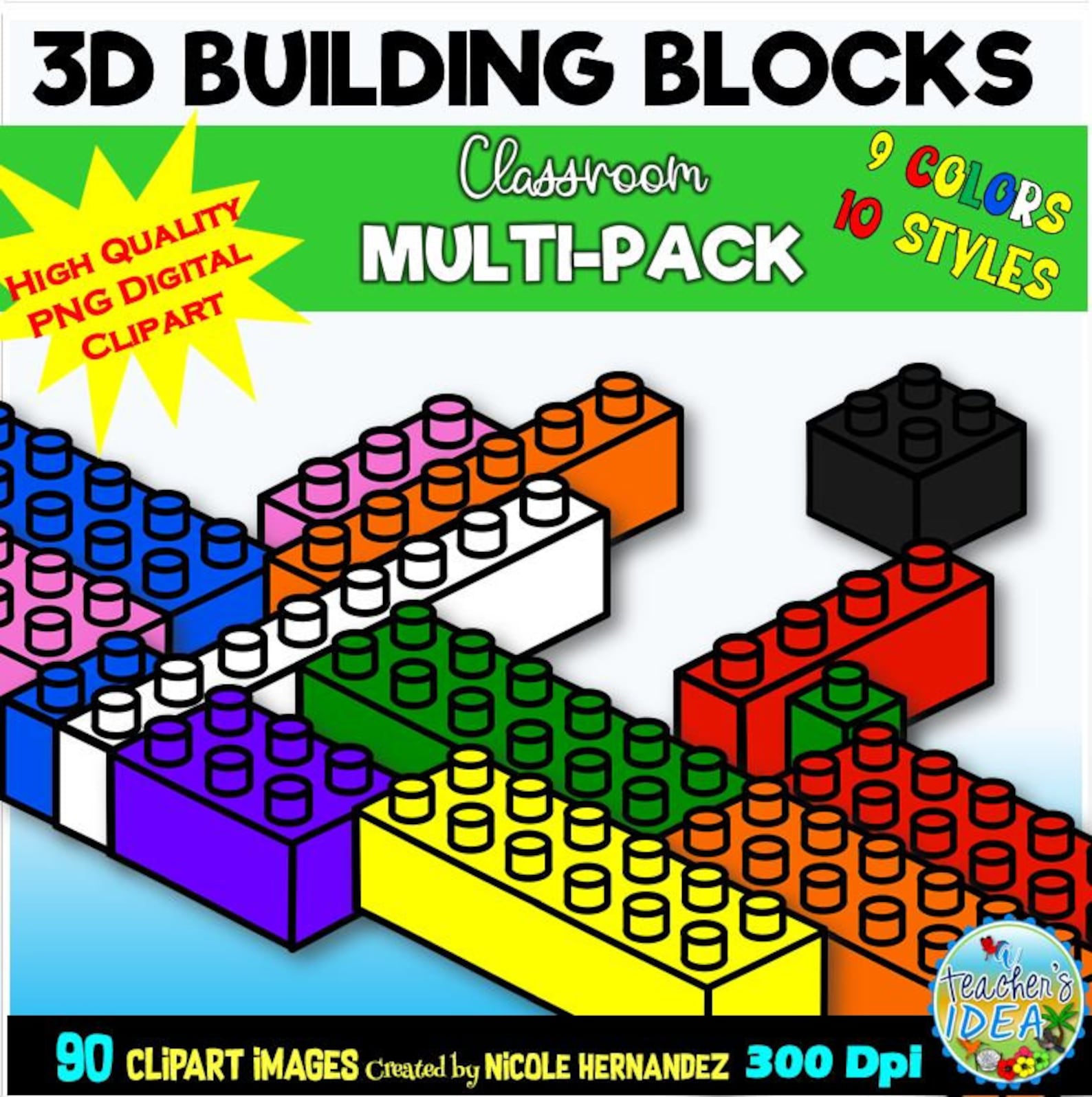 3D Building Blocks Clipart for Commercial Use, PNG Images - Etsy Singapore