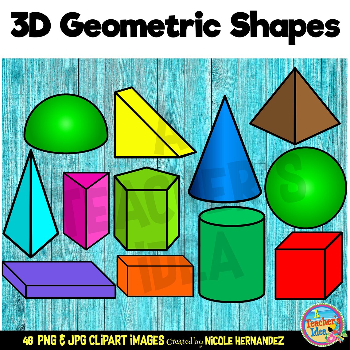 3D Shapes Clipart Solid Shapes PNG Clipart Digital Download - Etsy Canada