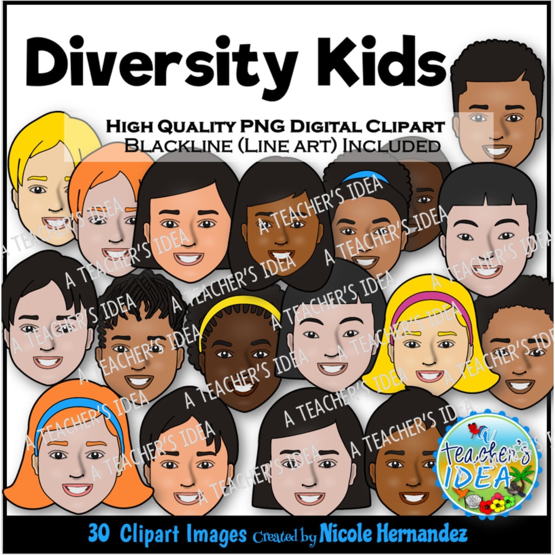 Diverse Kids Clipart Diversity Kids Clipart Multicultural - Etsy Australia