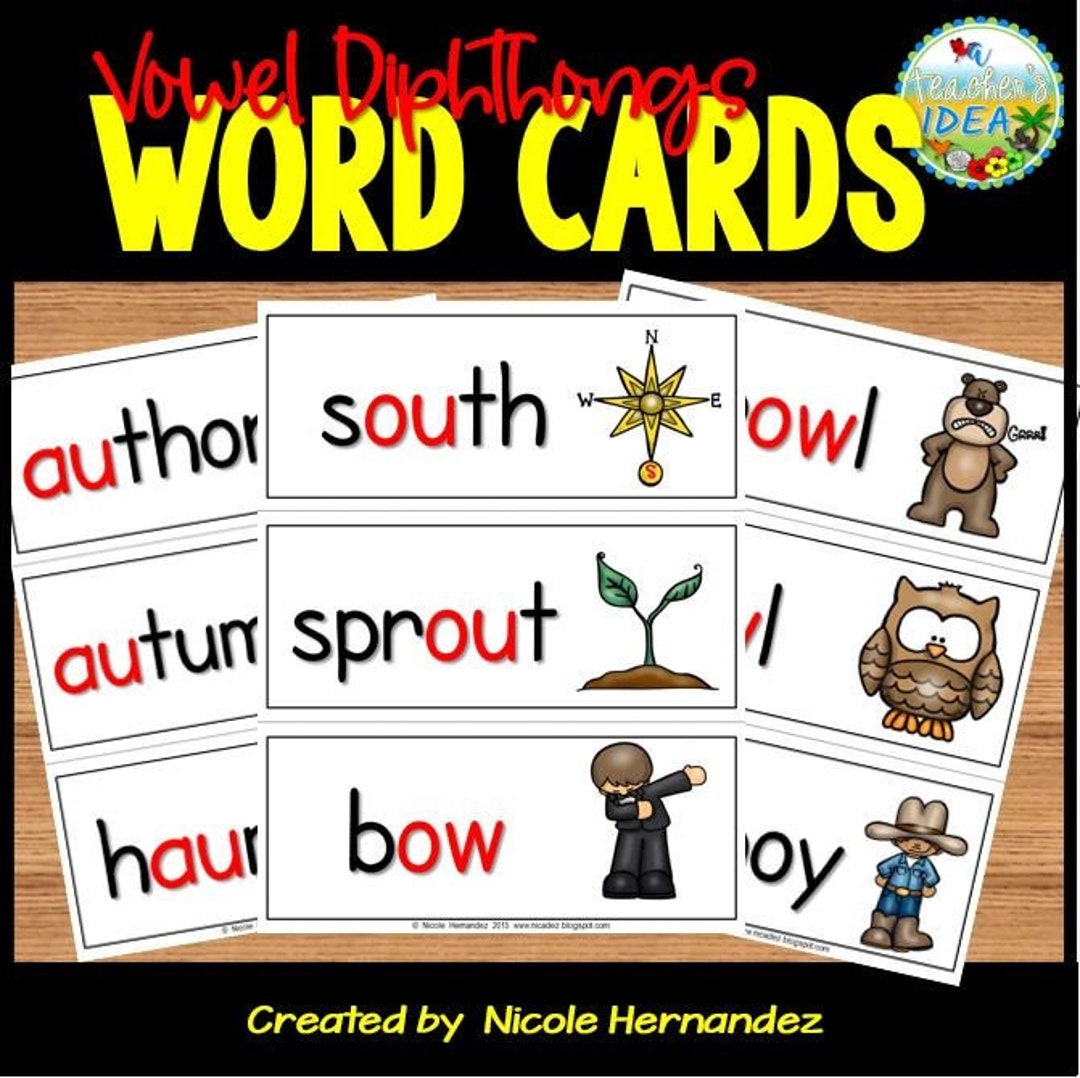Vowel Diphthongs Word Cards - Etsy