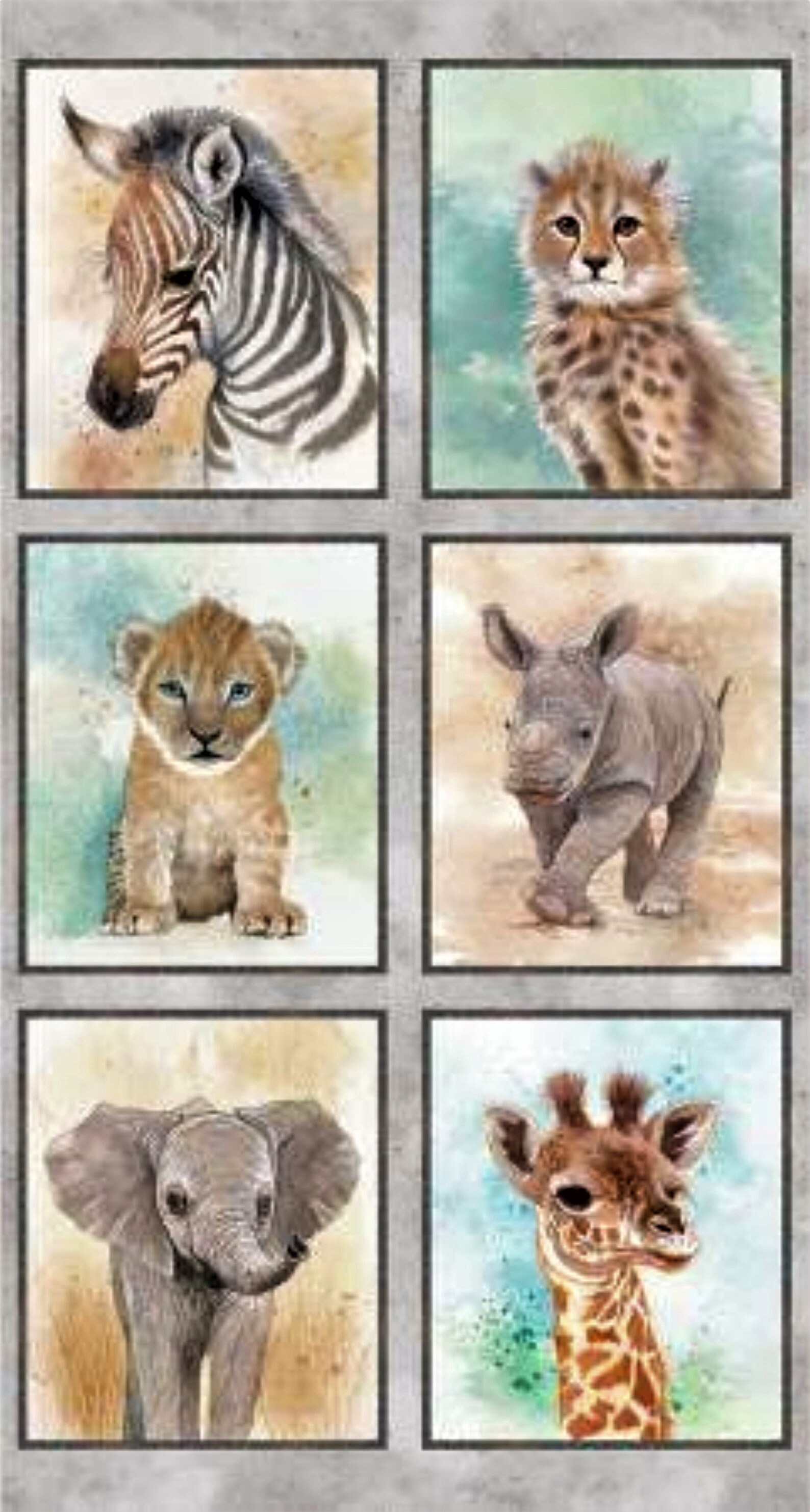 Baby Safari Animals Fabric Panel P & B Textiles Fabric - Etsy