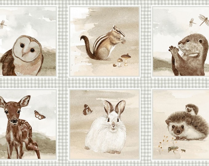 Baby Safari Animals Fabric Panel, P & B Textiles Fabric, Cotton Fabric ...