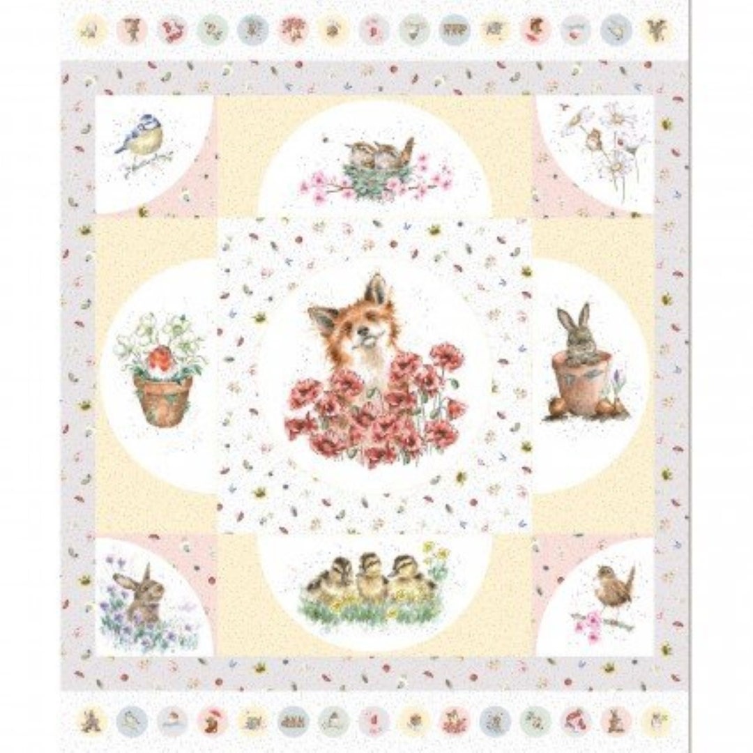 Bramble Patch Fox Fabric Panel Maywood Studio MASD10100-SP J-4 Cotton ...