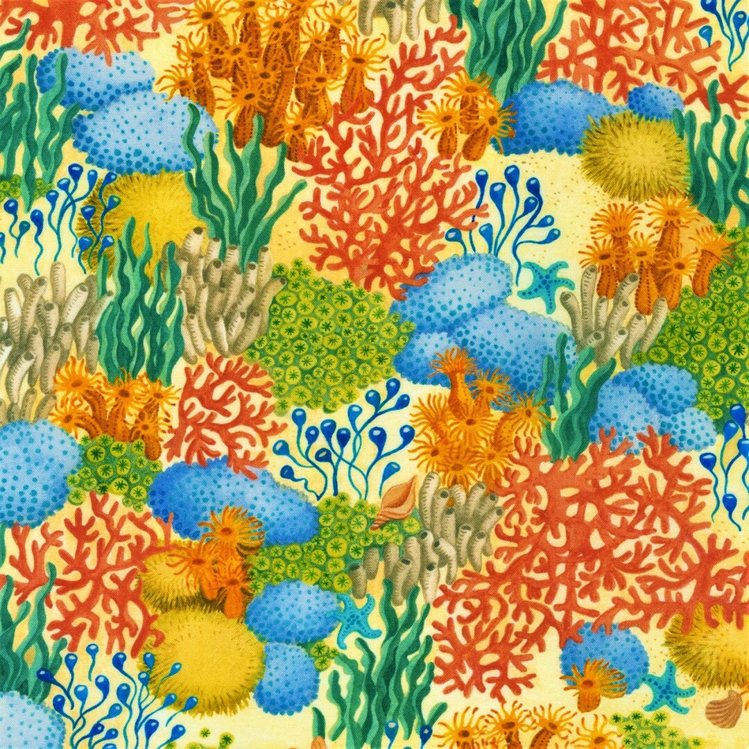 Once Upon a Mermaid Reef Fabric, Cotton Fabric, Quilting Fabric, 44 ...