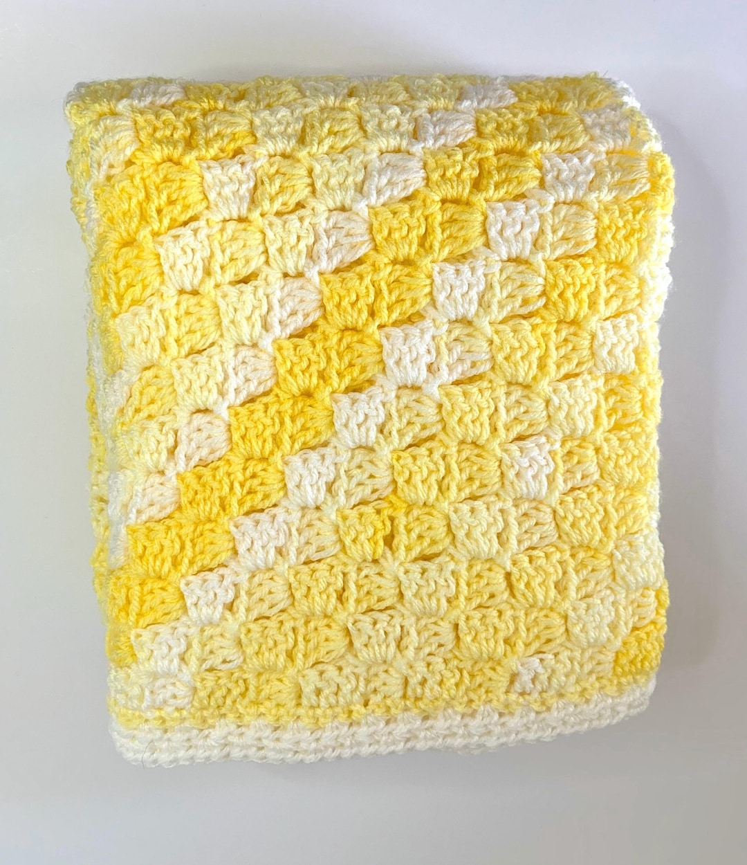 Soft Yellow Ombre Crocheted Baby Blanket With Diagonal Stripes ...