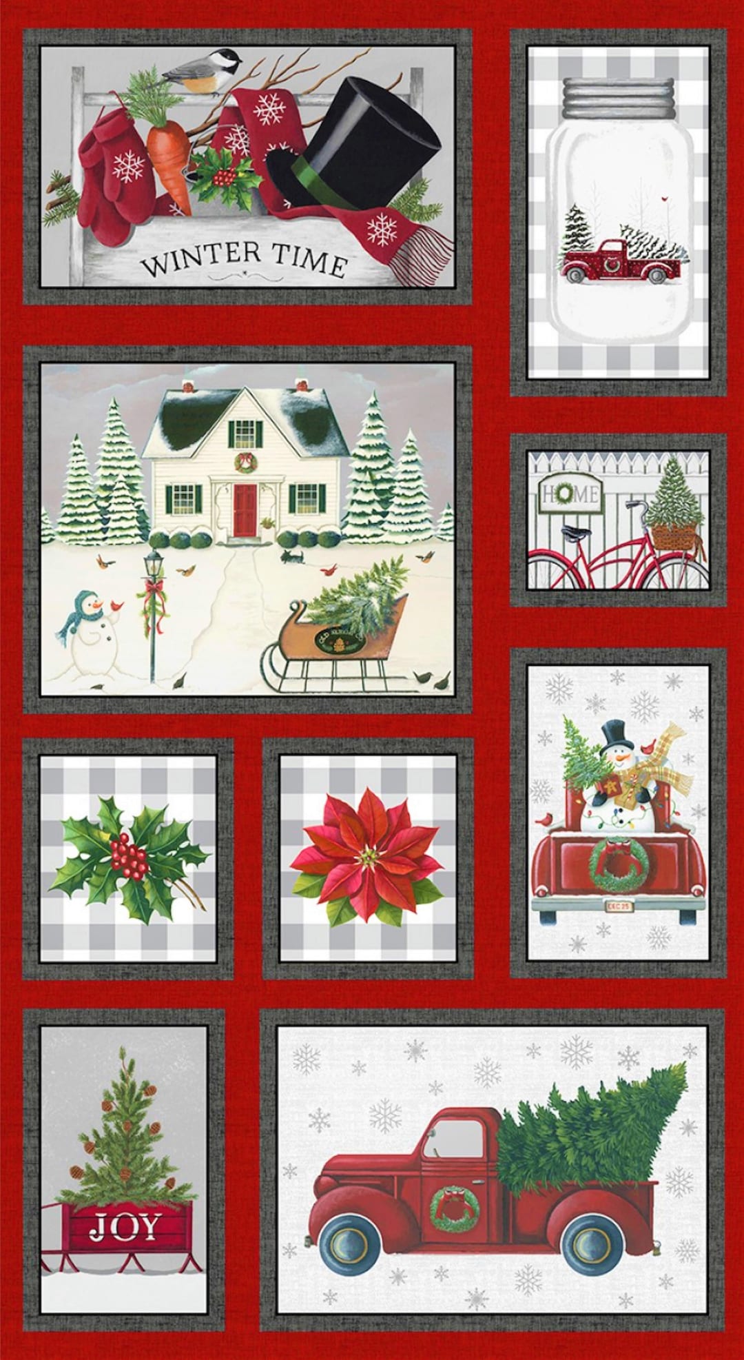 Home for Christmas Fabric Panel, Cotton Fabric, Christmas Fabric, 23 ...