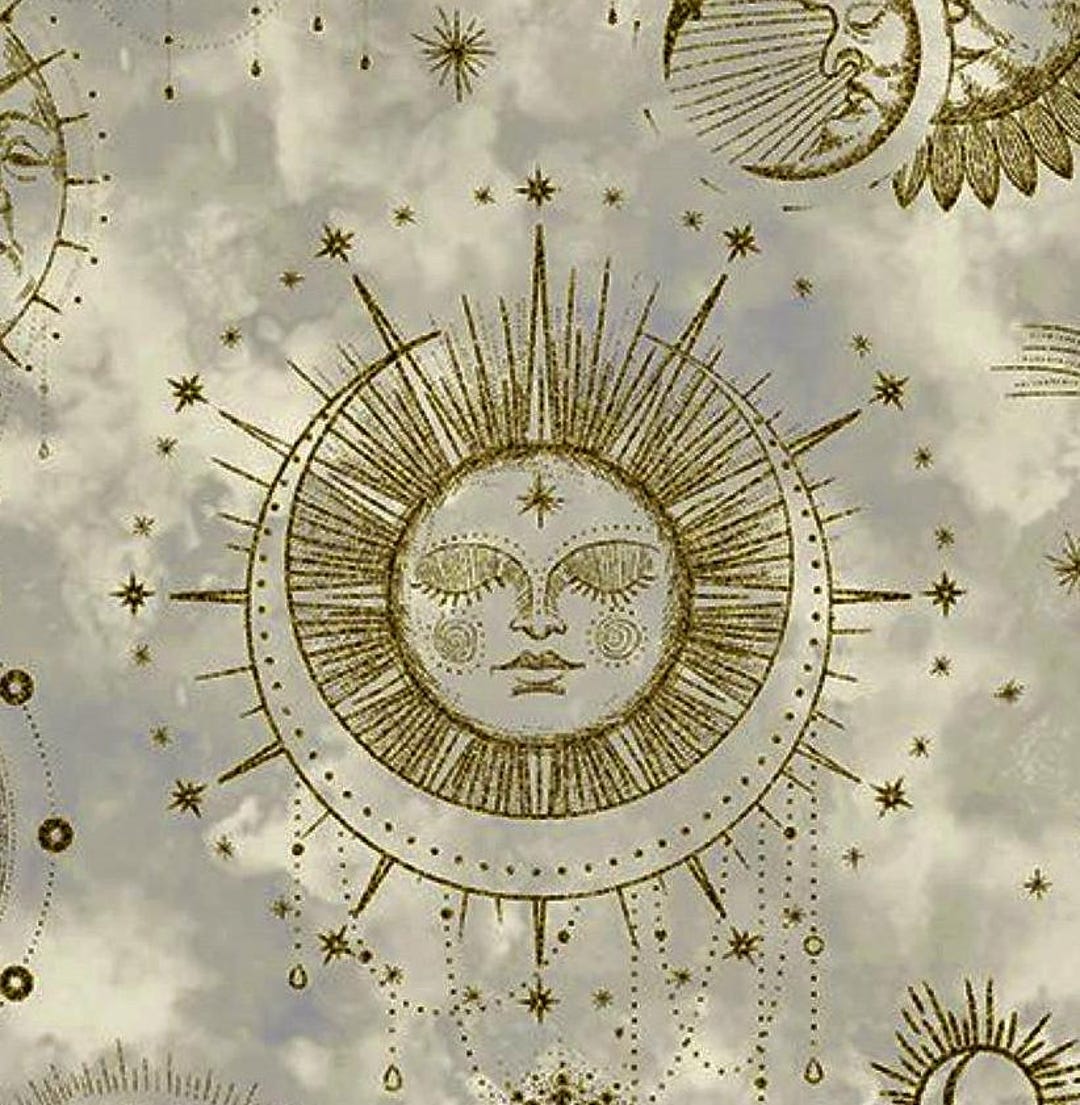 Celestial Moon Phases Cotton Quilting Fabric | Astronomy-inspired Yard ...