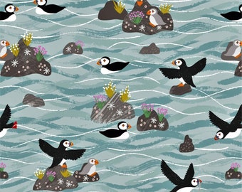 Puffin Print Fabric - Etsy