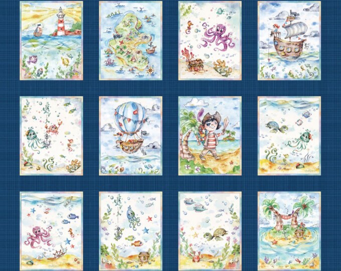 Enchanted Seas Pirate Fabric Panel P&B Textiles ESEA04932-PA Cotton ...