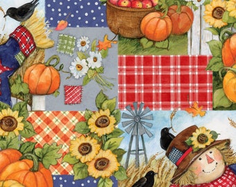 Orange and Teal Fallen Leaves Fabric, Fall Leaf Fabric, Fabric by the ...