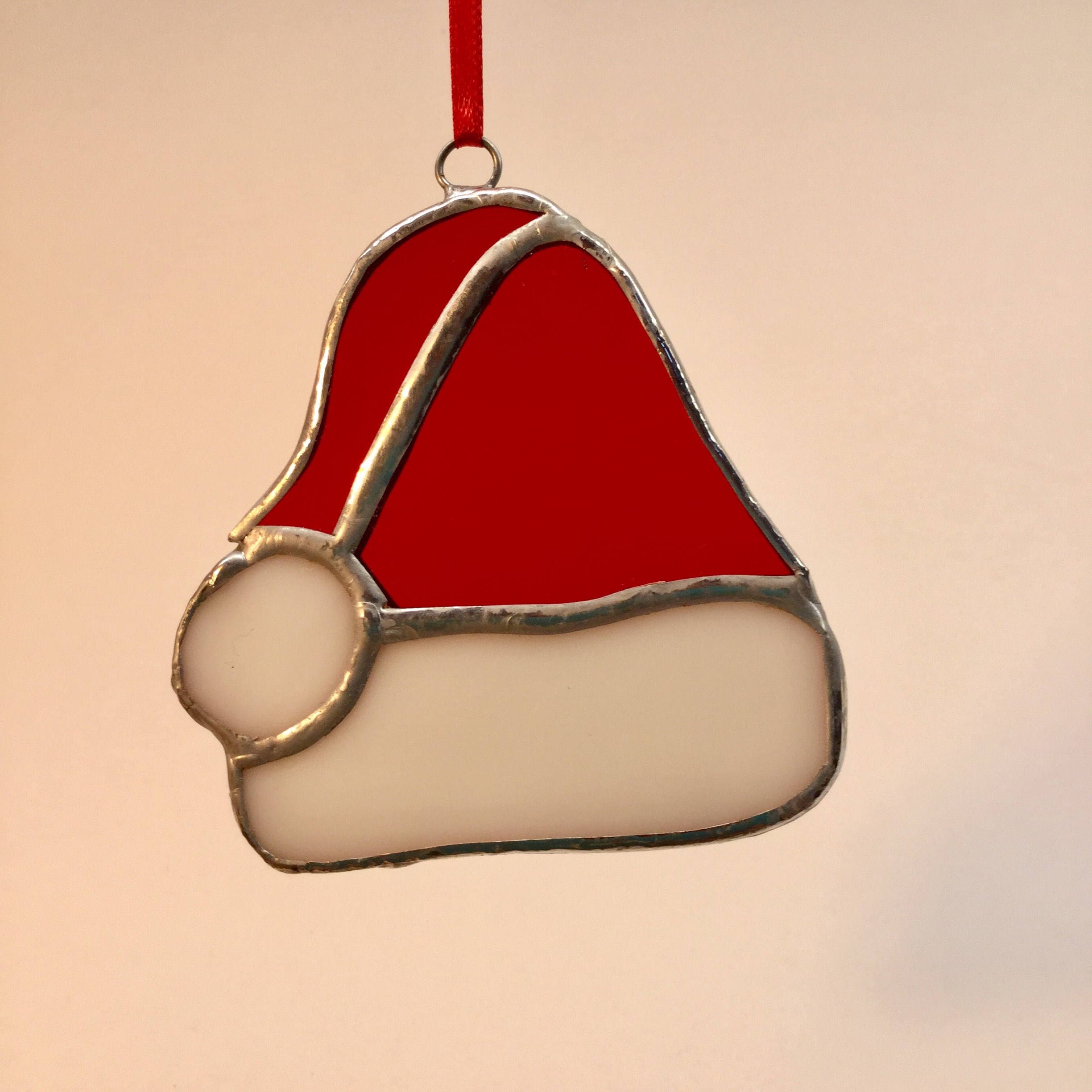 Stained Glass Santa Hat Ornaments - Etsy