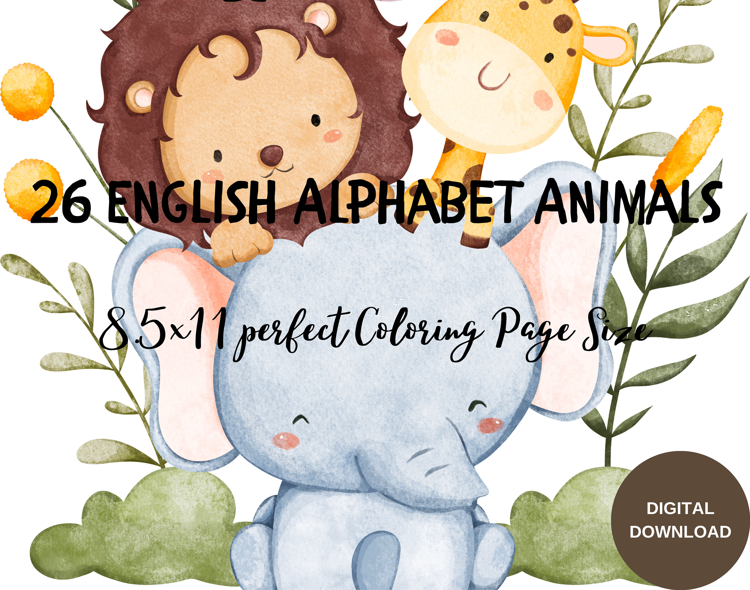 ABC Animals Alphabet Coloring Pages for Kids, 26 Coloring Pages for ...