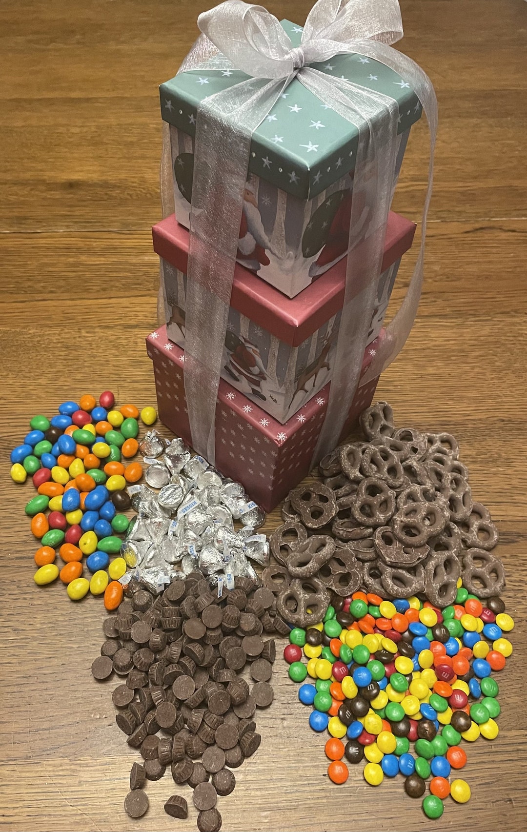 Holiday Chocolate Box Tower Candy Filled Nesting Boxes Secret Santa ...