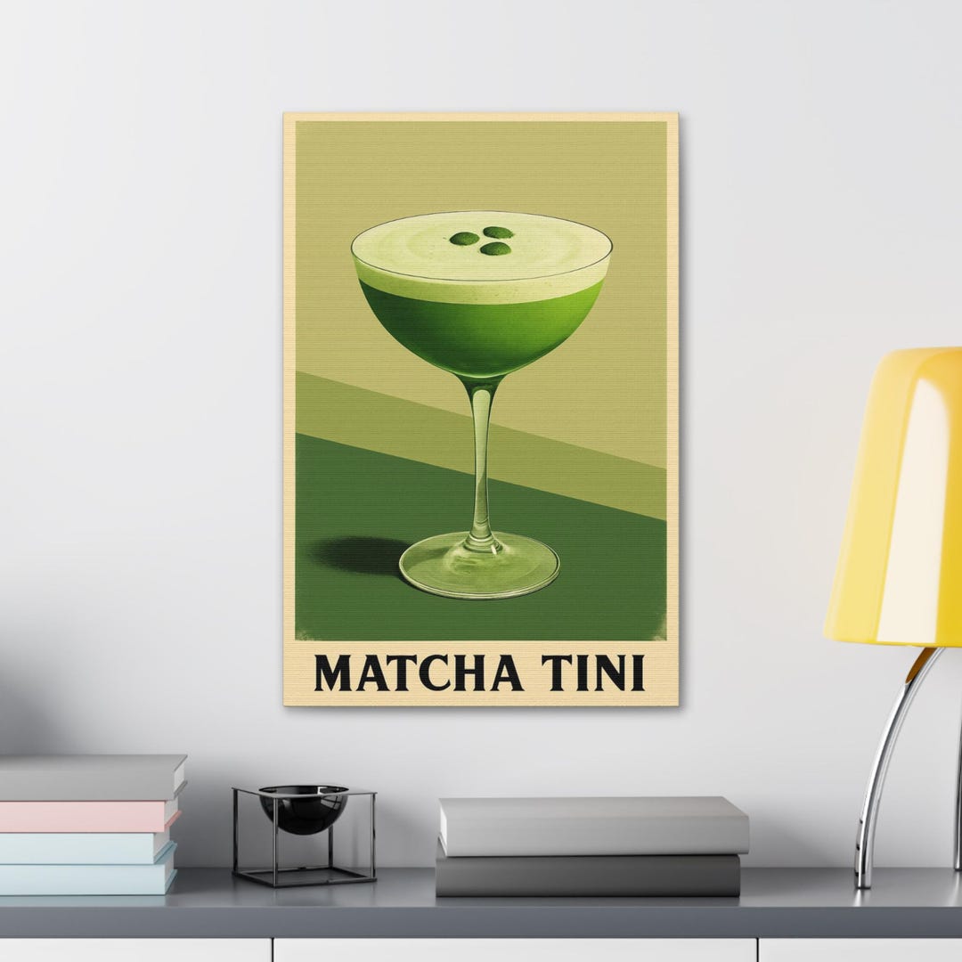 Matcha Tini Cocktail Canvas Art: Vintage Home Bar Decor - Etsy
