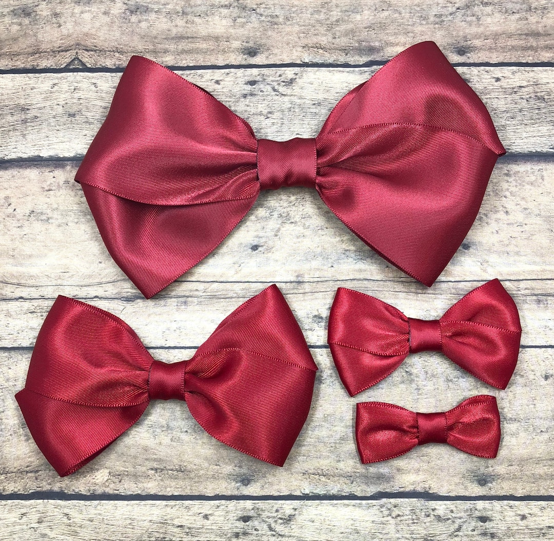 Scarlet Satin Bow, Large Red Bow, Dark Red Hair Bow, Small Red Hair Bow ...