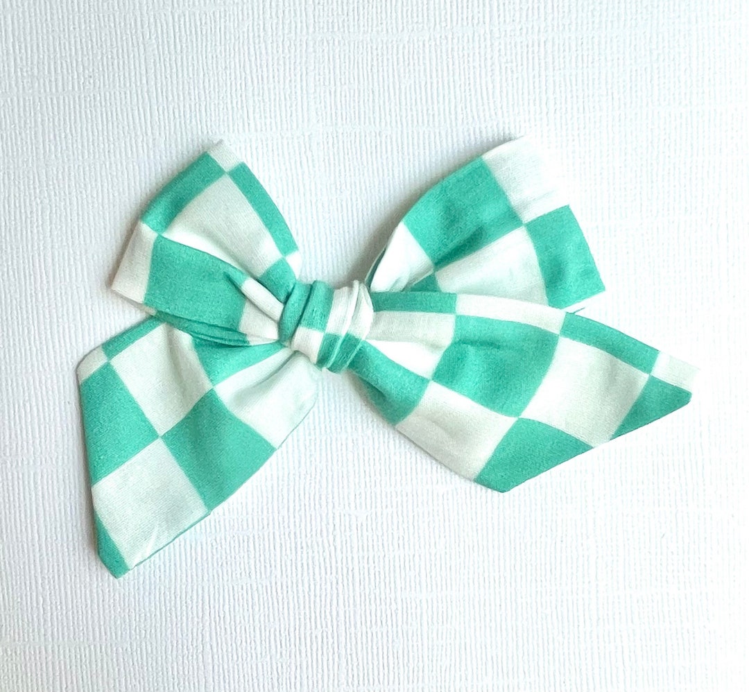 Teal Checker Bow 20 Styles Aqua Schoolgirl Bow, Tuxedo Bow, Pigtail ...