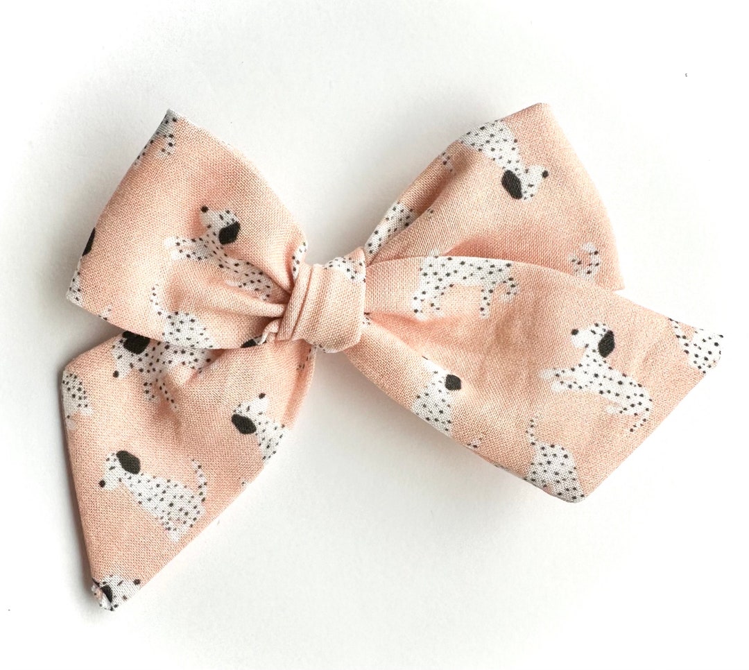 Pink Dalmatian Bow | 20 Styles | Animal Dog Bow, Blush Schoolgirl Bow ...