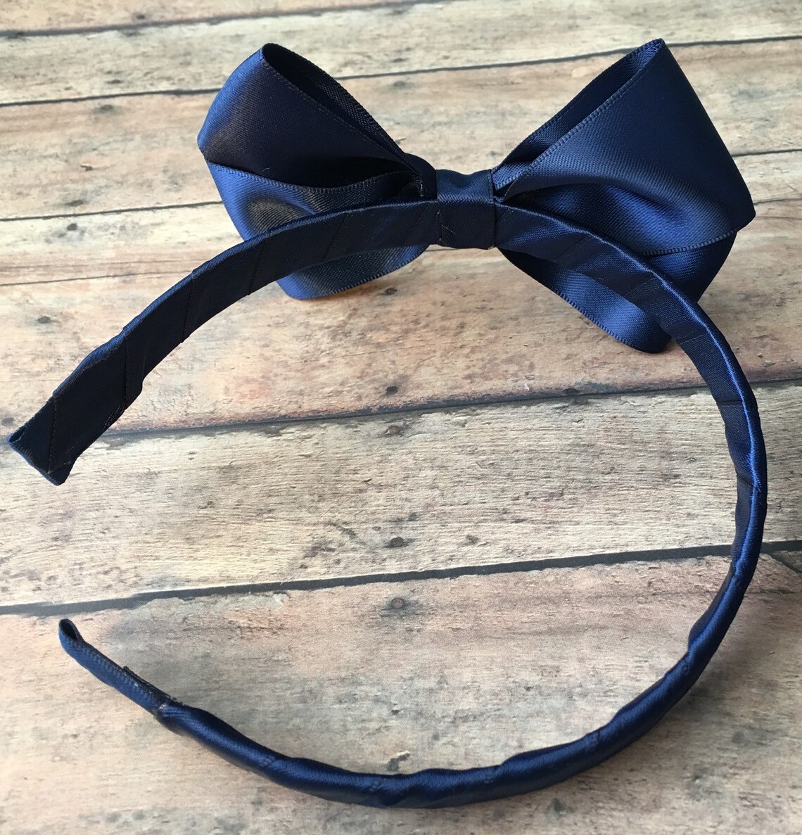Navy Blue Satin Bow on Hard Headband Large Navy Blue Bow - Etsy