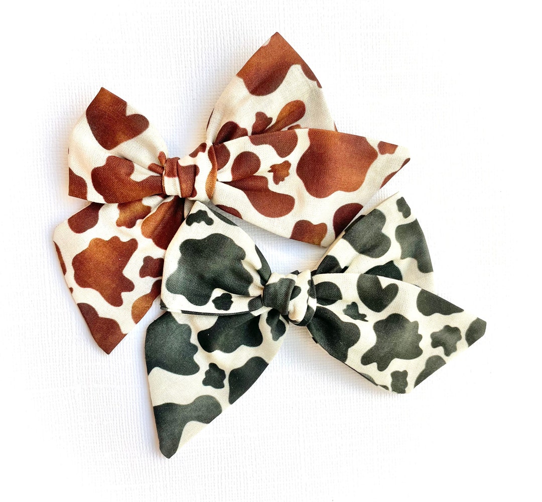 Cow Print Bow 20 Styles Farm Girl Bow, Halloween Animal Bow, Schoolgirl ...