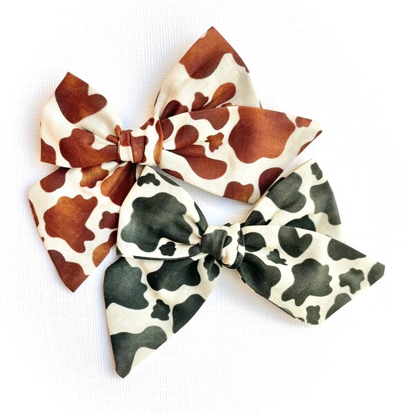 Cow Print Hair Bow - Etsy