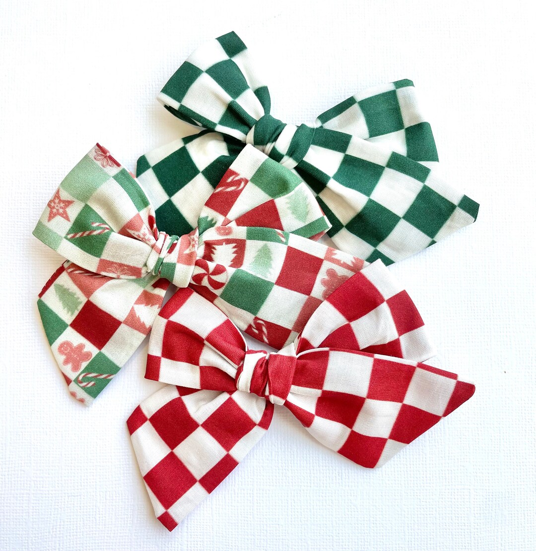 Christmas Checker Bow, You Choose One! | 20 Sizes/styles| Schoolgirl ...