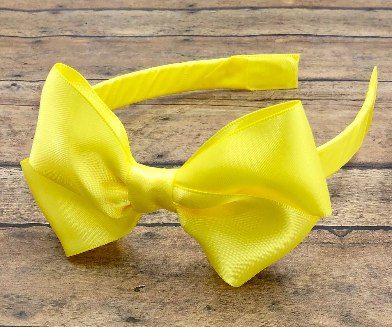 Light Yellow Satin Bow on Hard Headband Lemon Yellow Bow - Etsy