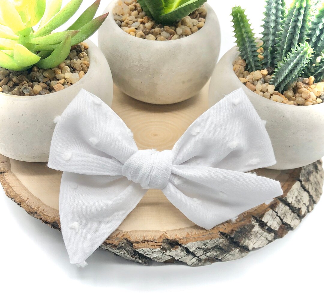 White Swiss Dot Bow | 20 Styles | Dotted Swiss, Clip Dot Bow ...