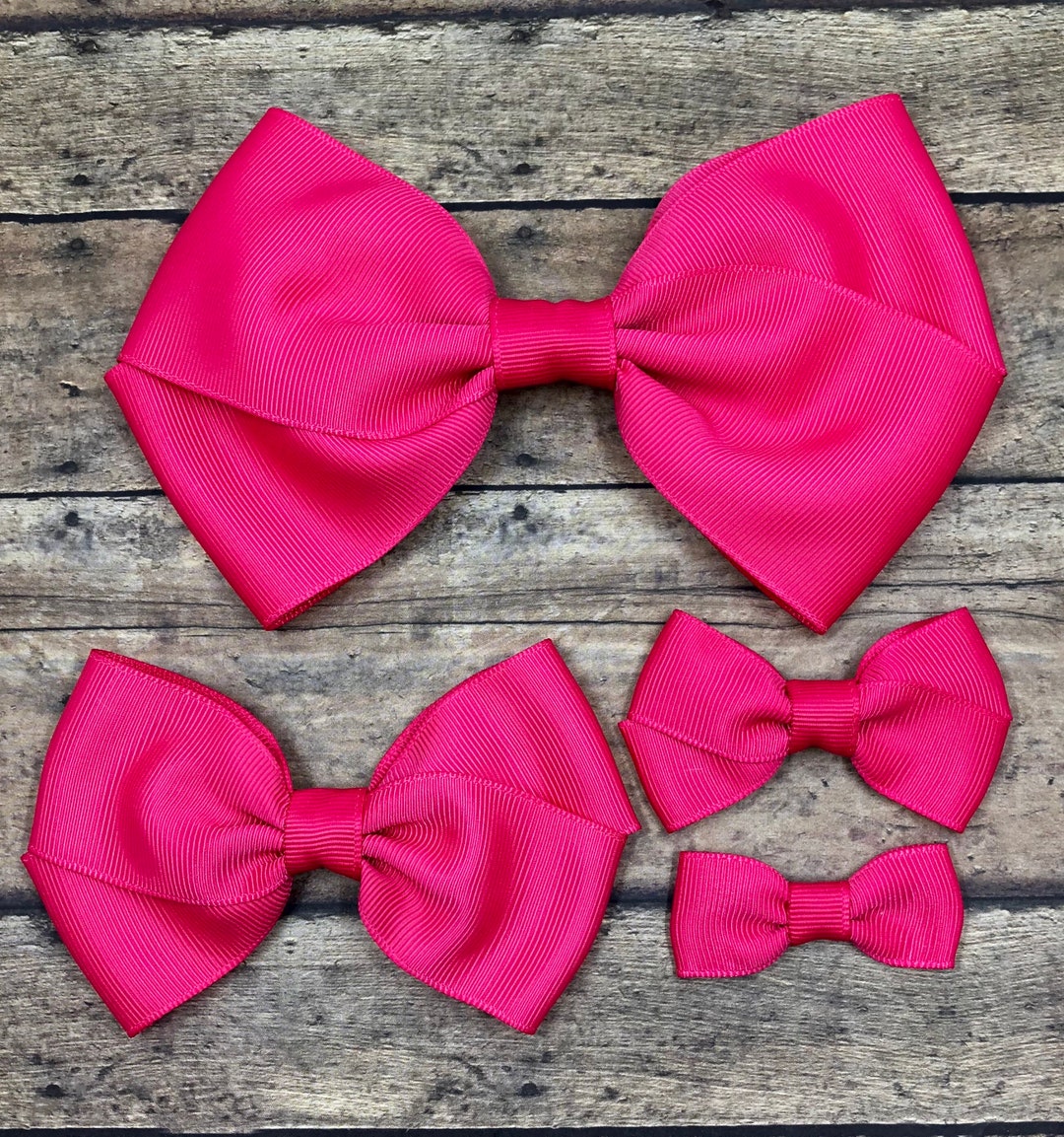 Hot Pink Hair Bow, Pink Hard Headband, Solid Pink Bow, Pink Bow, Small ...