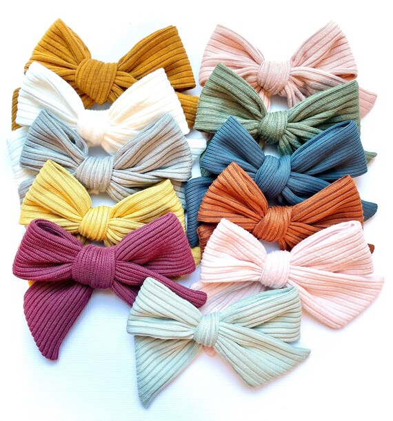 Rib Knit Bow 20 Styles 11 Colors Fall Winter Bow Baby - Etsy