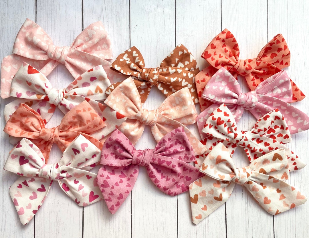 Valentine Heart Bow | 20 Styles | Pink Heart Bow, Red White Heart Bow ...