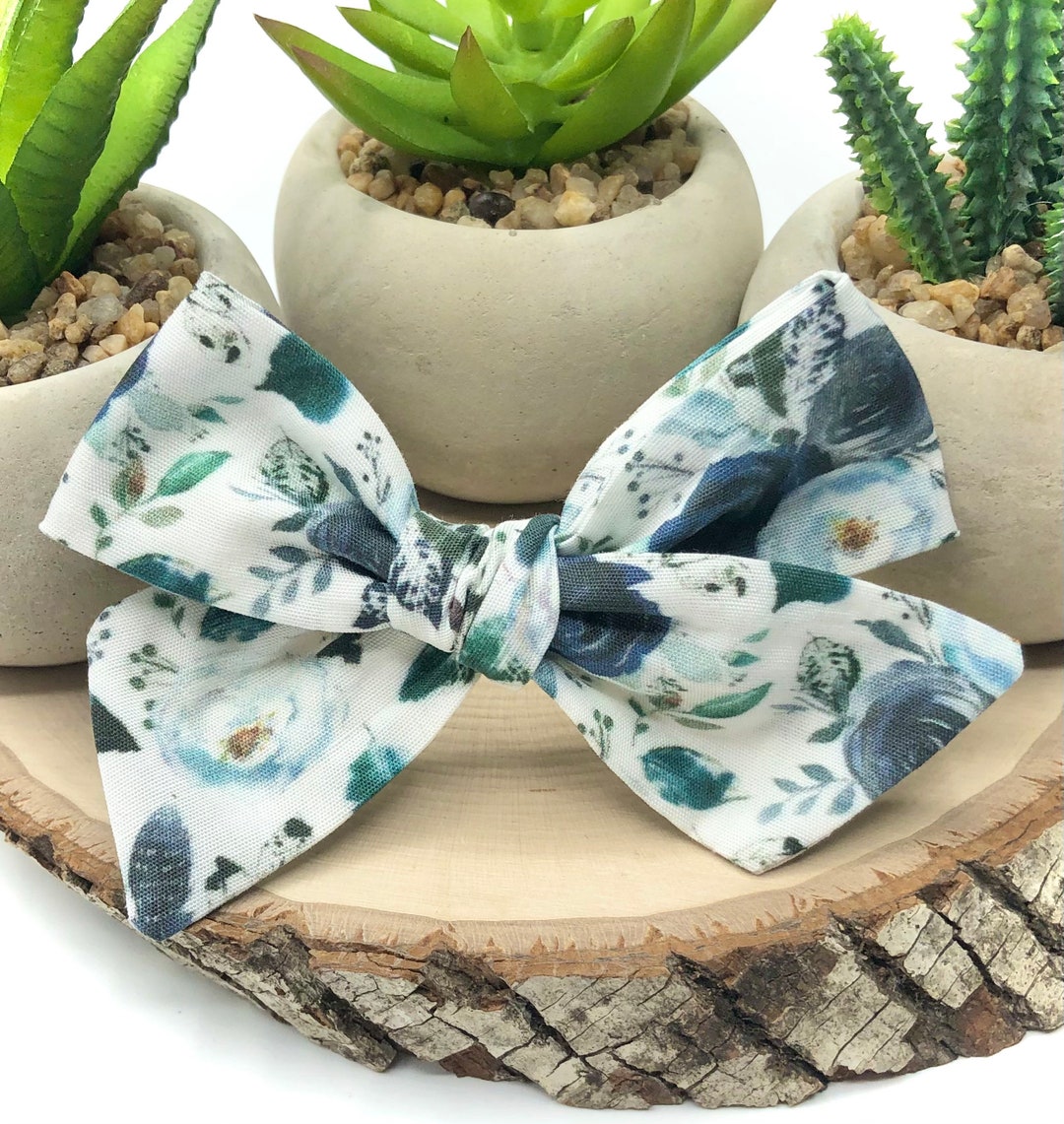 Indigo Floral Bow | 20 Styles | Blue Floral Bow, Schoolgirl Bow, Tuxedo ...