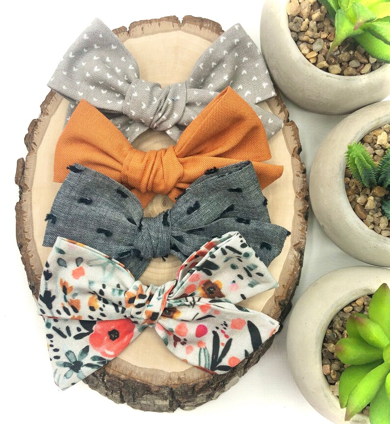 20 Styles Gray Floral Bow Set Poppy Bow Swiss Dot Bow | Etsy