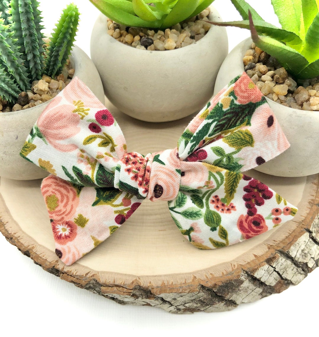 Blush Floral Bow | 20 Styles | Spring Floral Bow, Floral Hair Bow ...