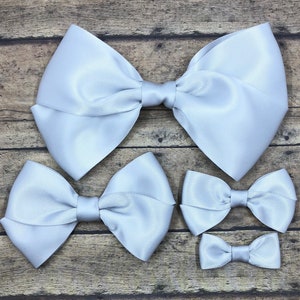 Light Gray Satin Bow Gray Hair Bow Large Gray Bow Silver - Etsy