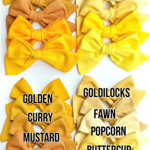 Yellow Schoolgirl Bow | 12 Shades, Medium | Hand Tied Bow, Fabric Hair ...