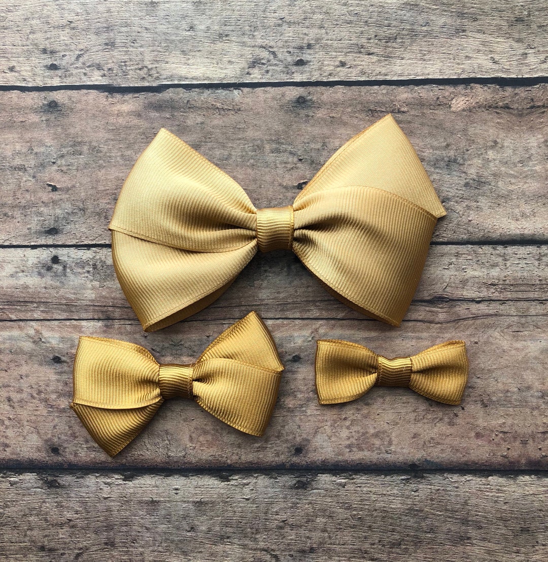 Gold Hair Bow, Gold Hard Headband, Metallic Gold Bow, Solid Gold Bow ...