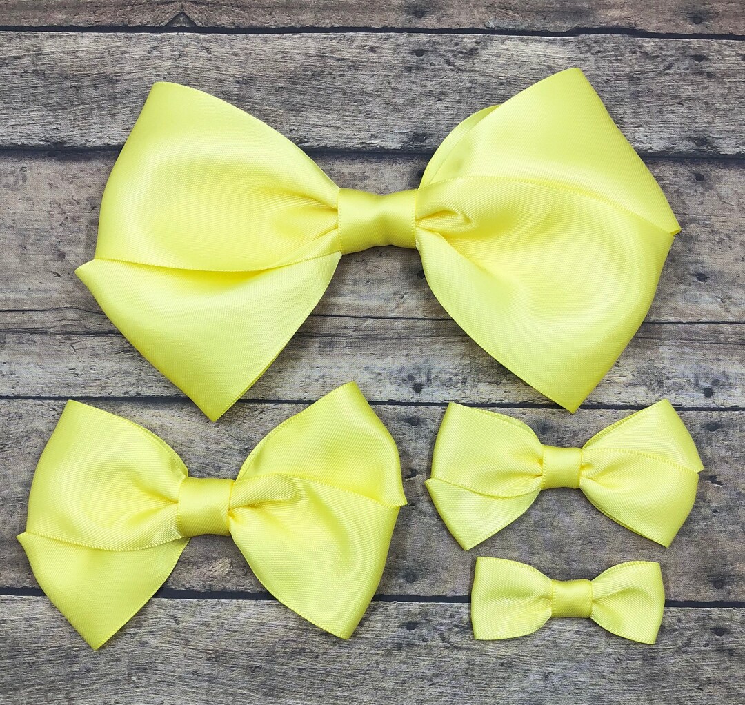 Light Yellow Satin Bow, Yellow Hair Bow, Yellow Headband, Lemon Yellow ...