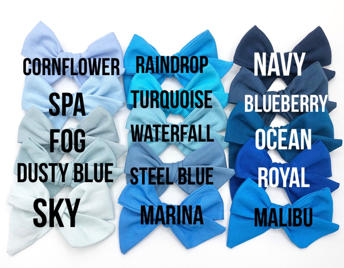 Blue Schoolgirl Bow 15 Shades Medium Hand Tied Bow | Etsy