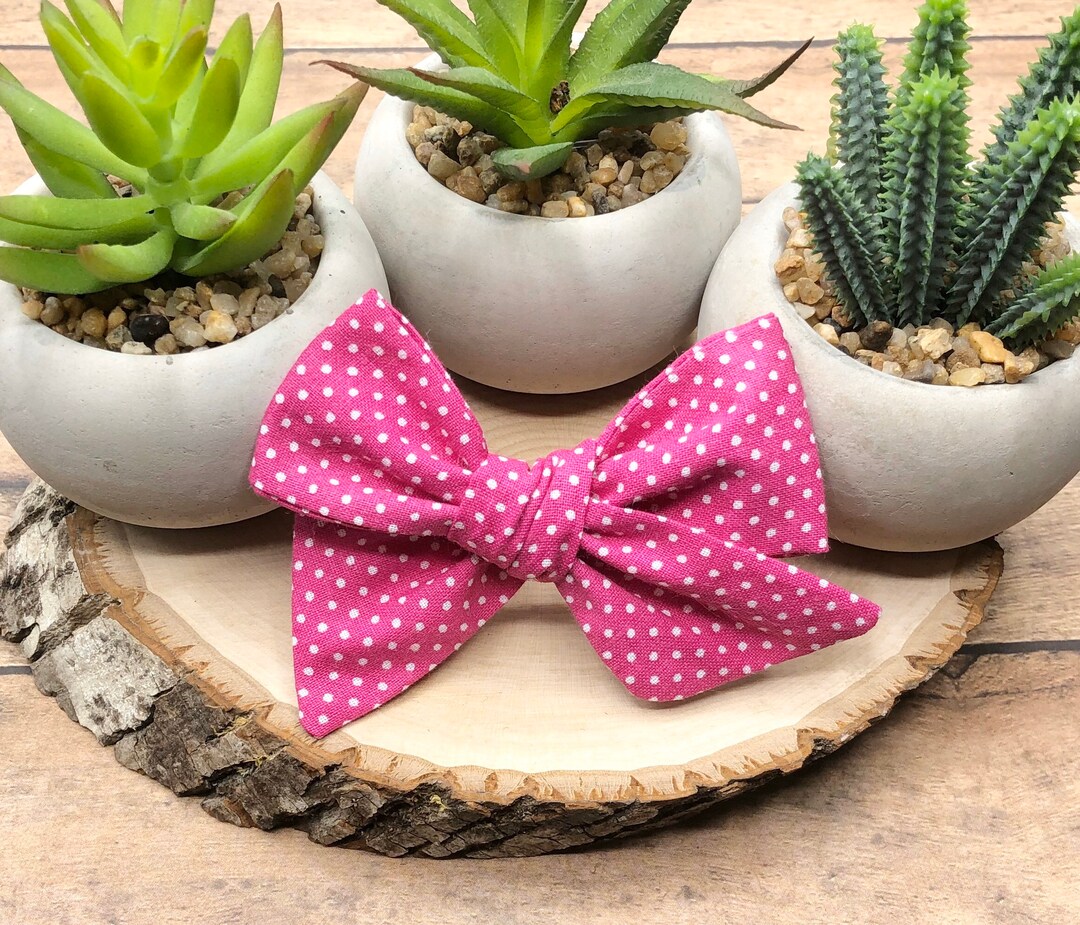 Hot Pink Polka Dot Bow | 20 Styles | Valentine Bow, Pink & White Bow ...