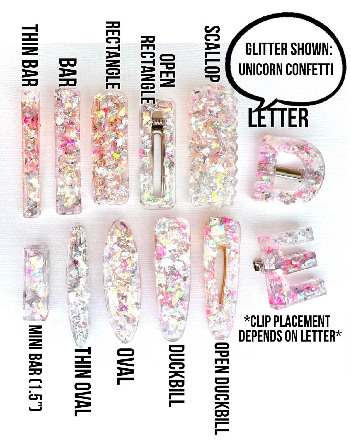 Star Glitter Acrylic Clip You Choose 1 6 Shapes Gold or - Etsy
