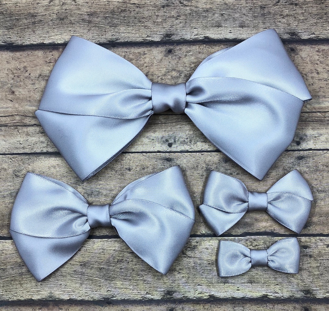 Gray Satin Bow, Gray Hair Bow, Large Gray Bow, Gray Hard Headband ...