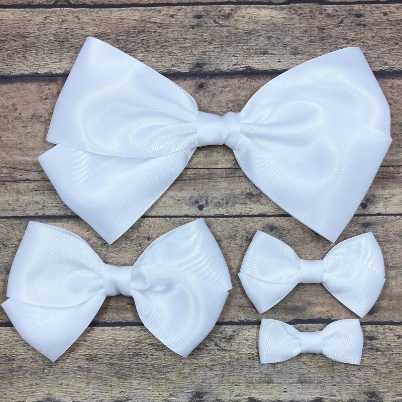 White Hair Bows - Etsy