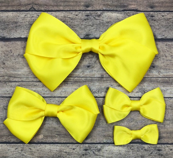 Yellow Satin Bow Large Yellow Bow Yellow Hair Bow Yellow | Etsy