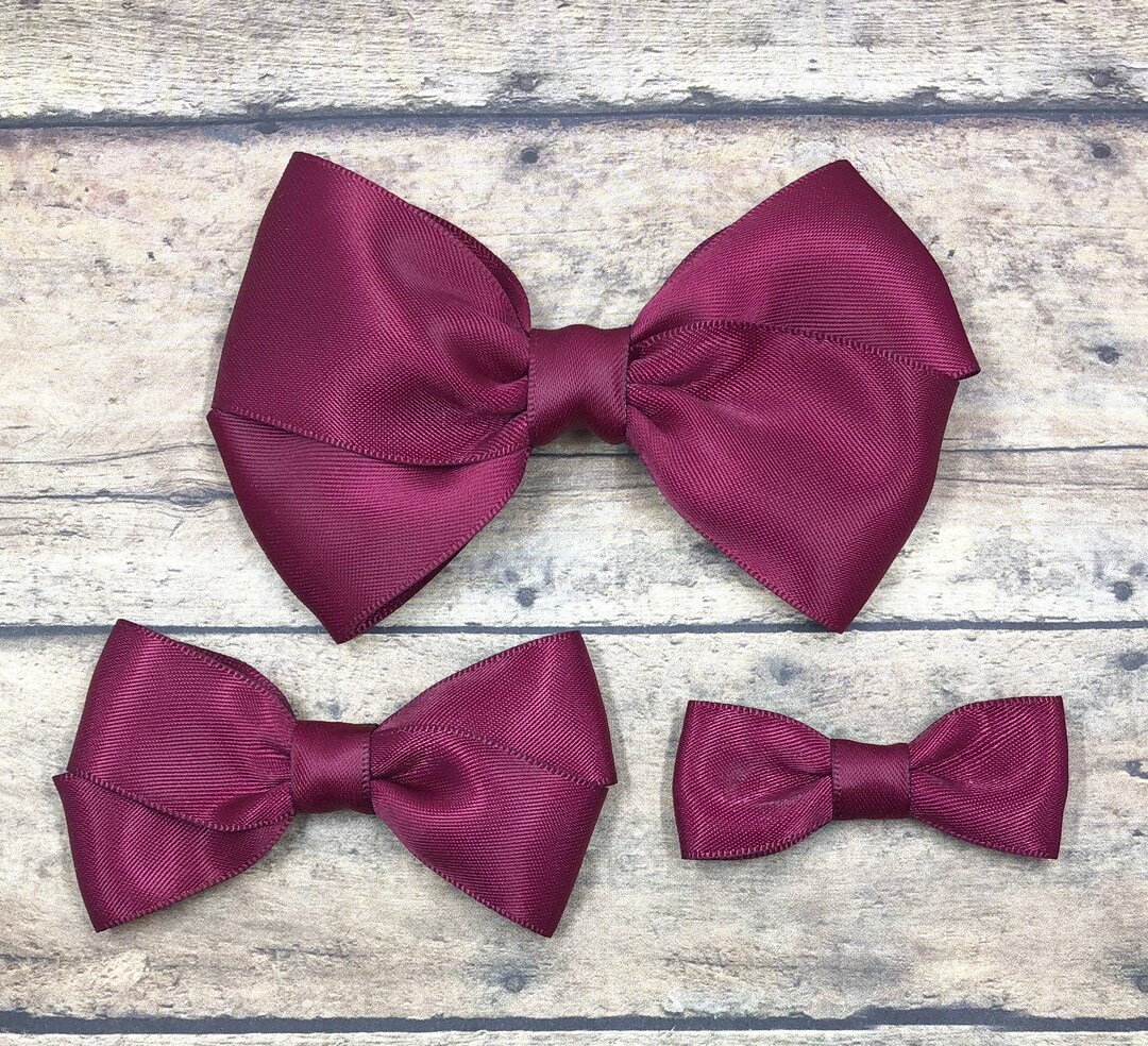 Maroon Satin Bow, Large Maroon Bow, Maroon Hair Bow, Small Maroon Bow ...