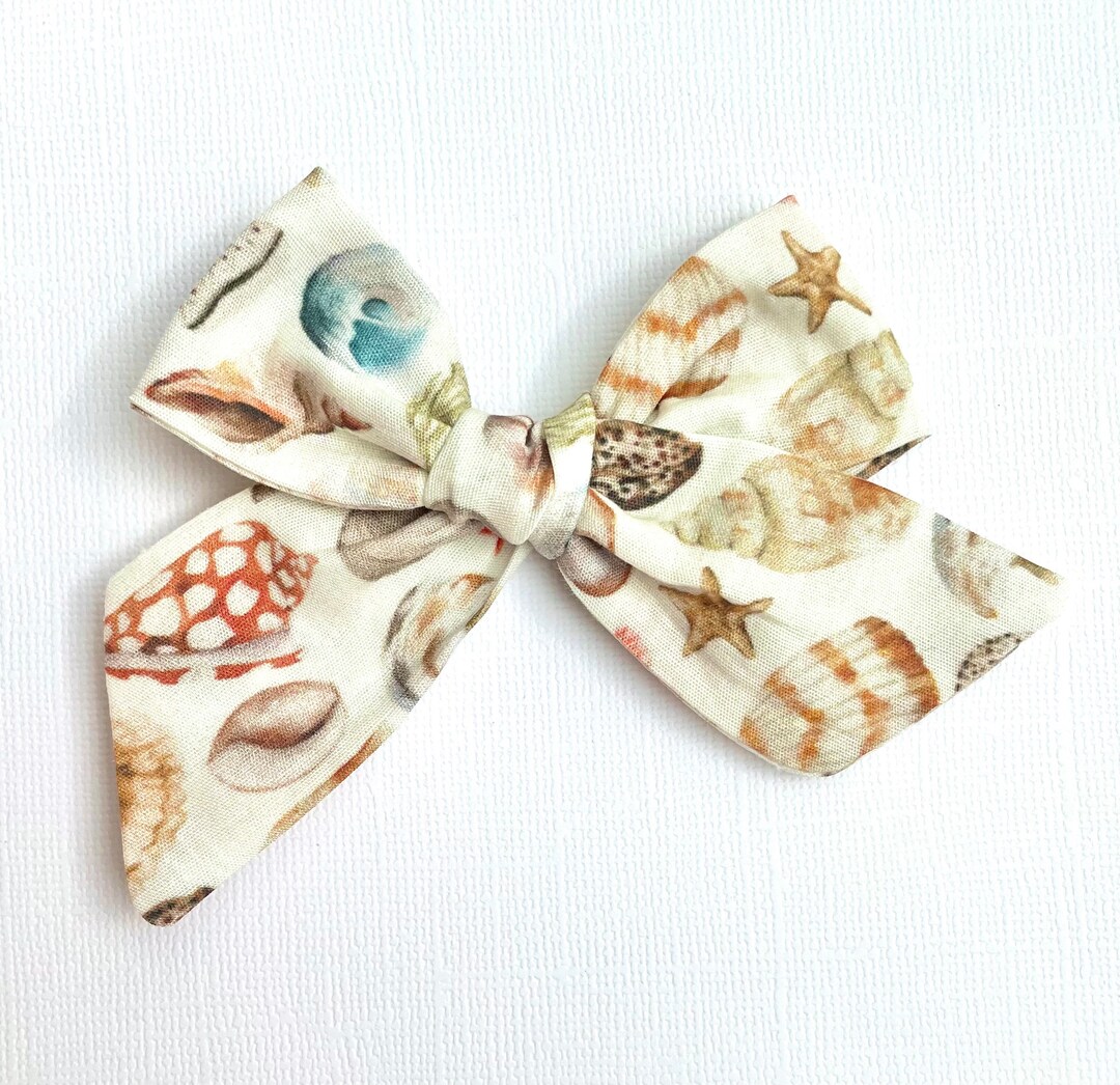 Watercolor Seashell Bow | 20 Styles | Starfish Beach Bow, Schoolgirl ...