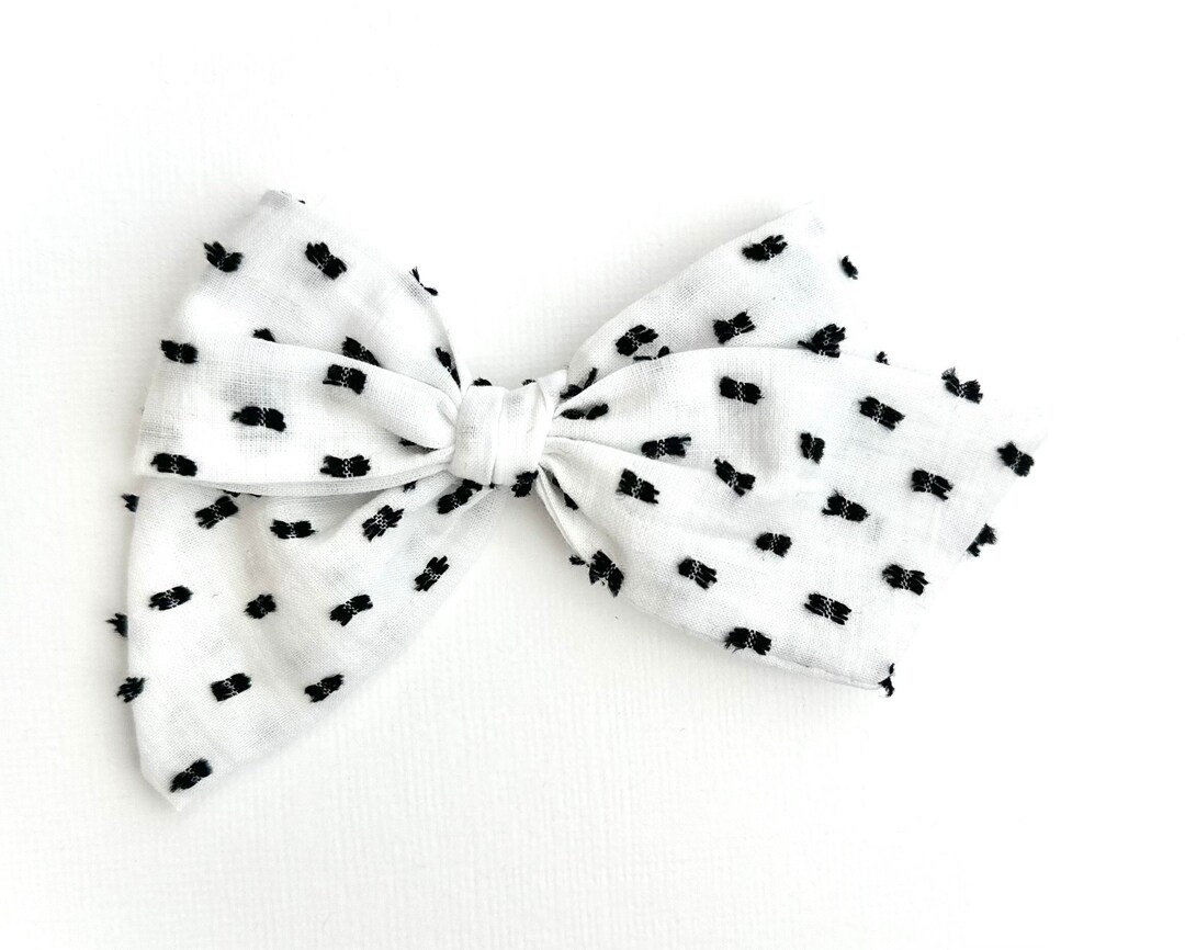 Black and White Swiss Dot Bow | 20 Styles | Dotted Swiss, Clip Dot Bow ...