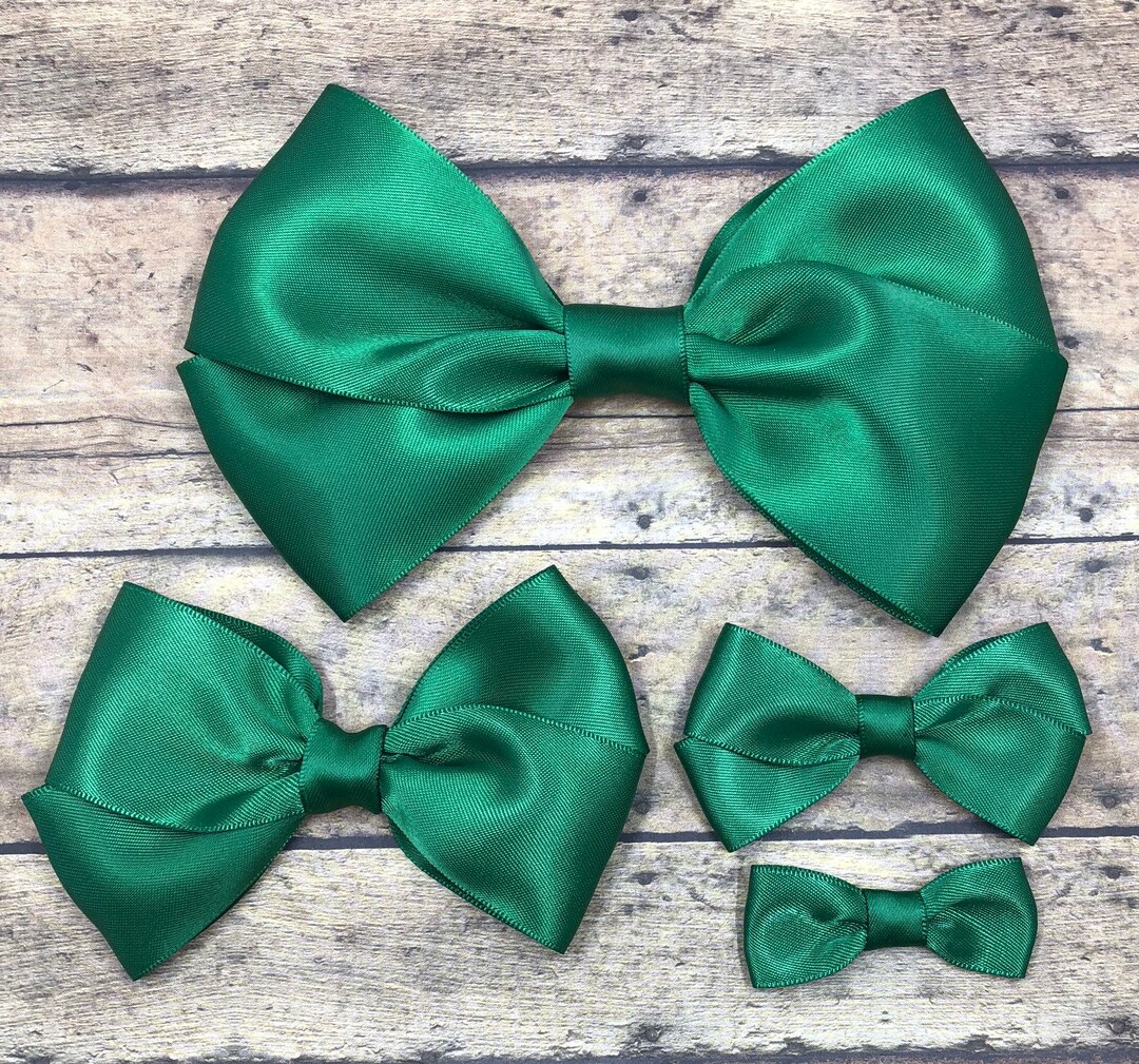 Forest Green Satin Bow, Large Green Hair Bow, Small Green Bow, Green ...