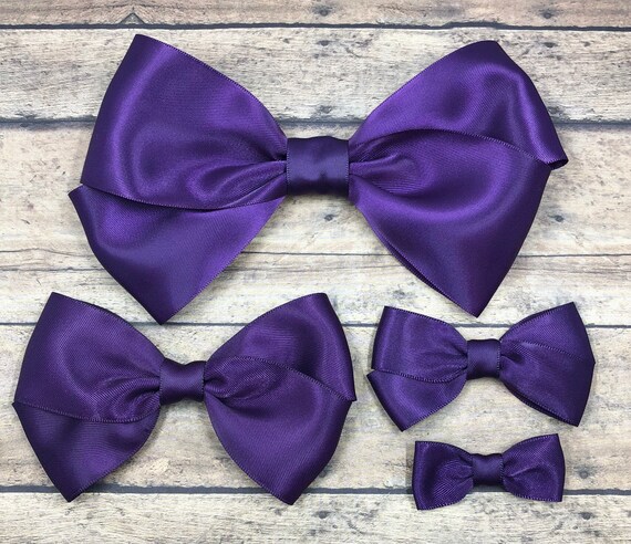 Plum Satin Bow Small Purple Hair Bow Large Purple Bow | Etsy