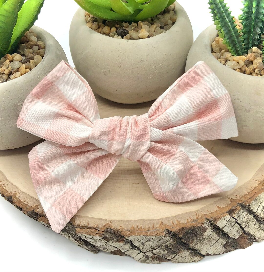 Pink Gingham Bow (3/8") | 20 Styles | Schoolgirl Bow, Tuxedo Bow ...